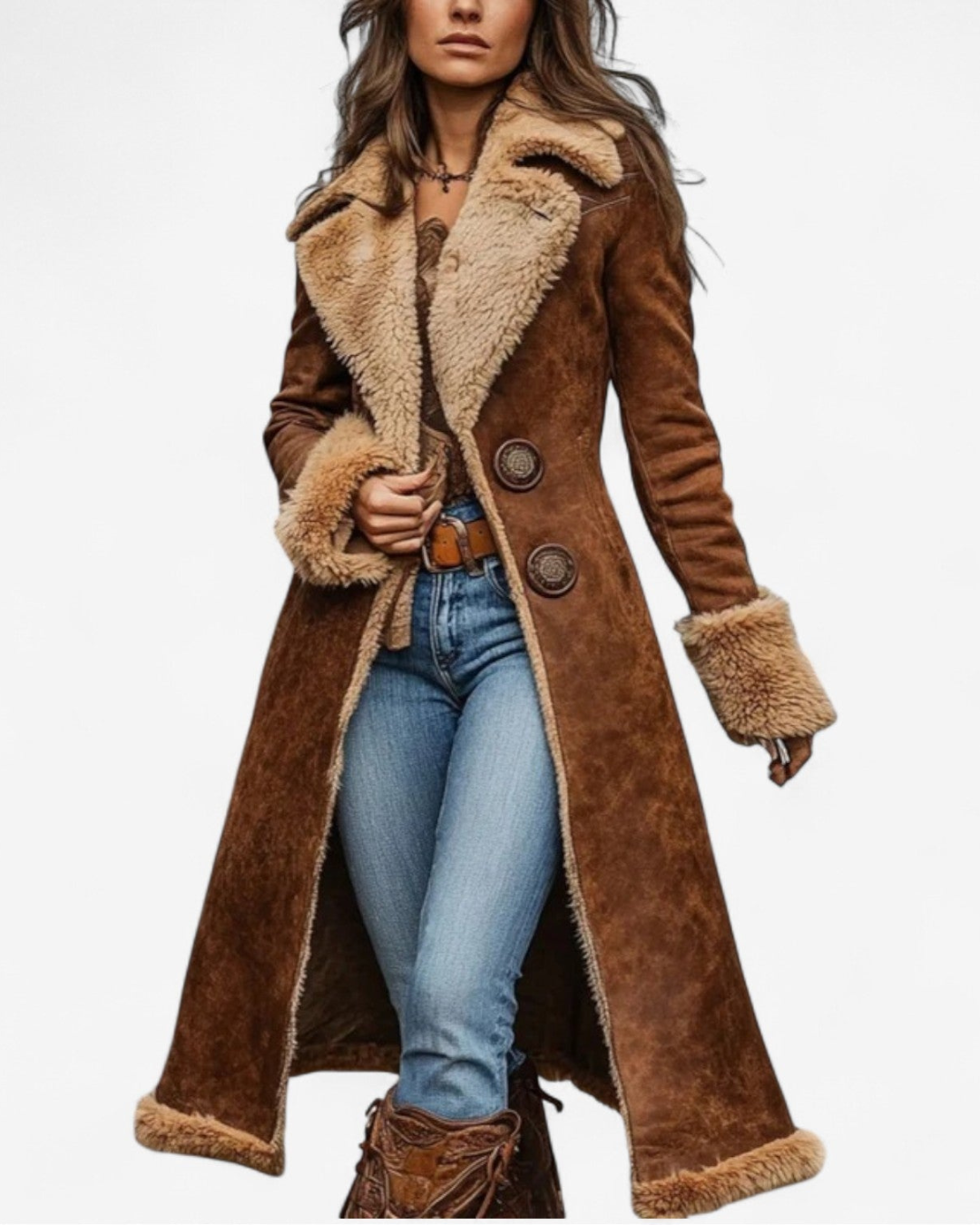 LIVIA LONG VINTAGE-INSPIRED COAT WITH FUR – Henry & Alice London